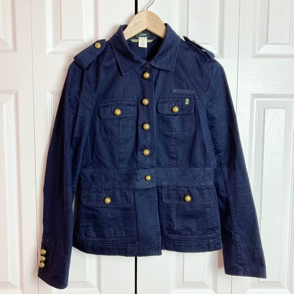 J. Crew | Jackets & Coats | Vintage J Crew Navy Military Utility Jacket ...